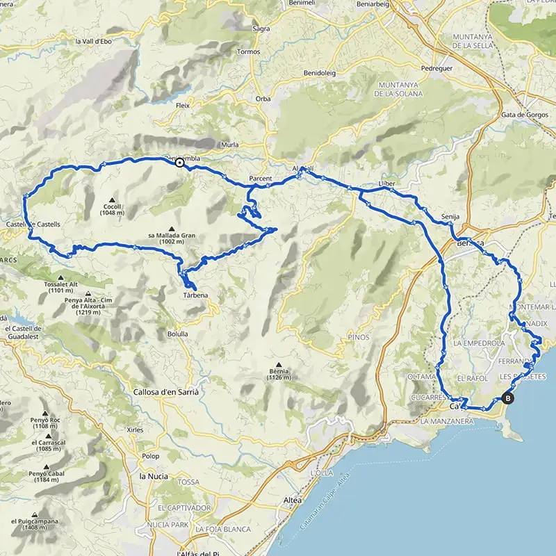 Coll de Rates / Castell de Castells - Road Bike Route from Calpe